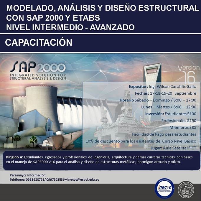 Curso: 'Modelado, análisis y diseño de estructuras con SAP 2000 y ETABS ... Curso: 'Modelado, análisis y diseño de estructuras con SAP 2000 y ETABS ...
